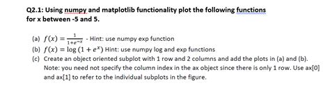 Solved Q21 Using Numpy And Matplotlib Functionality Plot