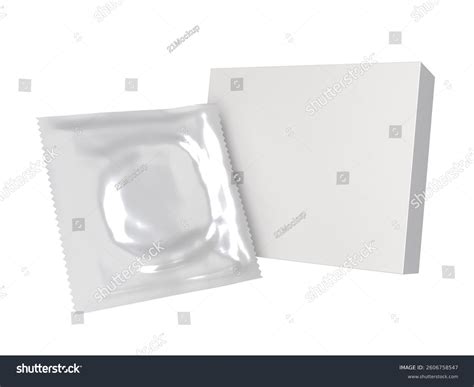 Blank White Box Condom Packaging Mockup Stock Illustration 2606758547