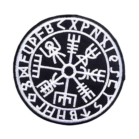 Viking Vegvisir Odin Compass Iron On Patch Stylish Embroidery For
