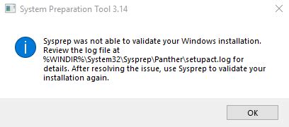 Win Sysprep Fails Matrix