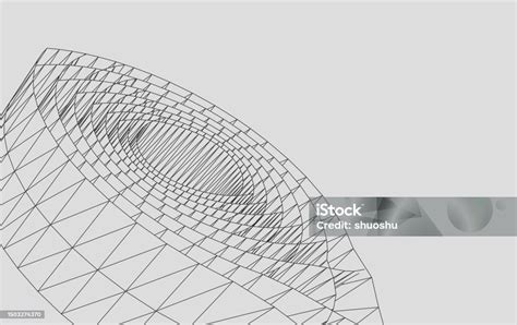 추상 흑백 3d 선 구조 와이어 모델 패턴 배경 3차원 형태에 대한 스톡 벡터 아트 및 기타 이미지 3차원 형태 건축물 곡선 Istock
