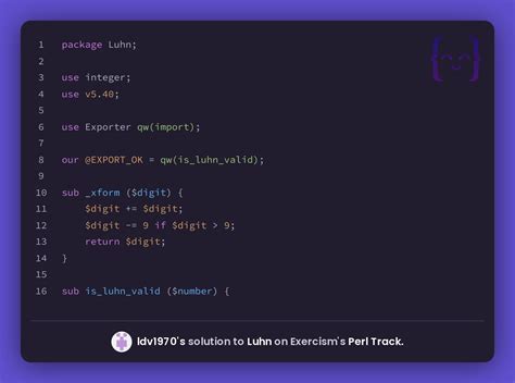 Ldv1970s Solution For Luhn In Perl On Exercism