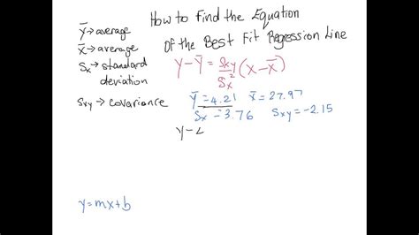 How To Find The Equation Of The Best Fit Regression Line Youtube