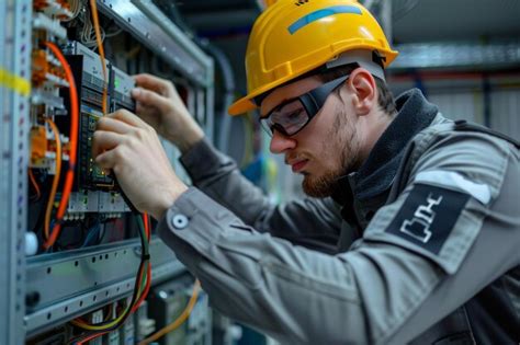 Premium Photo Technician Configuring An Automation Control Panel
