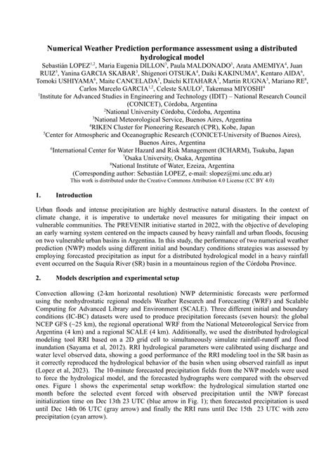 Pdf Numerical Weather Prediction Performance Assessment Using A Distributed Hydrological Model
