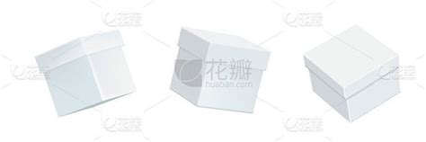 在一个现实的风格3d不同角度的白盒子的向量集空礼品盒包装样本股票插图在白色的背景