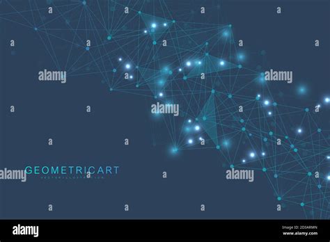 Geometric Abstract Background With Connected Line And Dots Structure