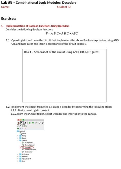 Solved Lab 8 Combinational Logic Modules Decoders Name