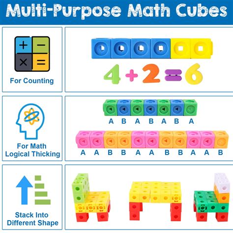 800 Pcs Linking Cubes For Math Counting Blocks Colorful Manipulatives Cubes Toy
