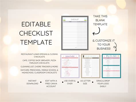 checklist template fully editable and customizable checklist template