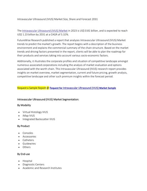 Ppt Intravascular Ultrasound Ivus Market Size Share And Forecast 2031 Powerpoint