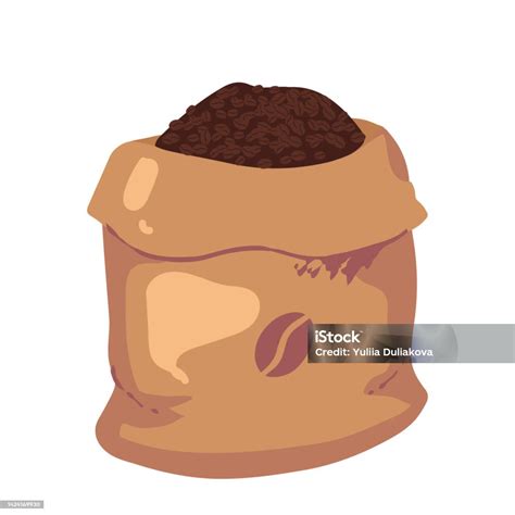 커피 곡물을 곁들인 삼베 자루 하우스 키핑 및 농업 장비 커피 곡물을위한 헤시안 백을 엽니 다 식품 성분 천연 제품 고립 된 흰색 배경 0명에 대한 스톡 벡터 아트 및 기타