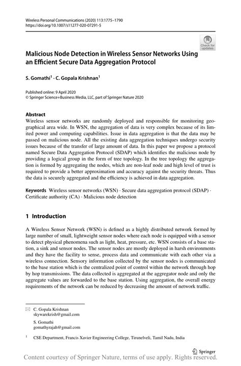 malicious node detection in wireless sensor networks using an efficient
