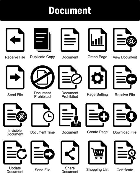 A Set Of 20 Document Icons As Receive File Duplicate Copy Document 27943527 Vector Art At Vecteezy
