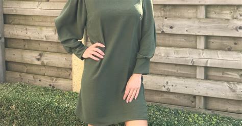 Effe Kleedje Lange Mouw In Kaki Diva Fashion
