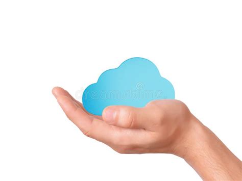 Man Hold Cloud Computing System Diagram Show On Handdata Storage Stock