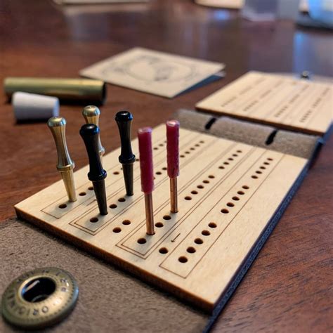 Leather Folding Cribbage Board With Card And Peg Storage Handmade In