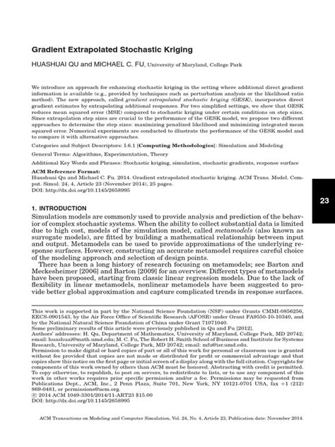 Gradient Extrapolated Stochastic Kriging Pdf Computer Simulation Covariance Matrix