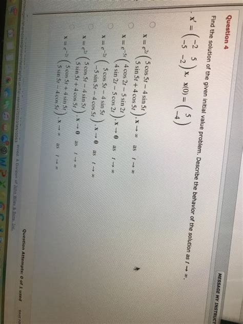 Solved Question 4 Message My Instruct Find The Solution Of