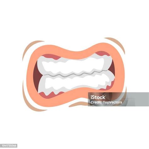 입 꽉된 이빨 흰색 바탕에 젊은 여자 벡터 일러스트 레이 션의 정서적 입술으로 감정에 대한 스톡 벡터 아트 및 기타 이미지