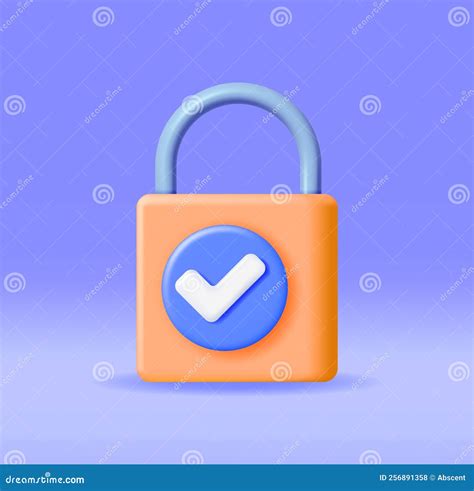 3d Padlock With Approved Checkmark Isolated Stock Illustration Illustration Of Check Private