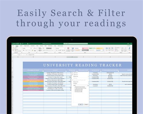 University College Reading Tracker Excel Spreadsheet Digital Download Etsy Australia