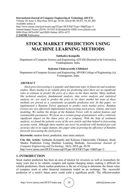 Stock Market Prediction Using Machine Learning Methods Pdf