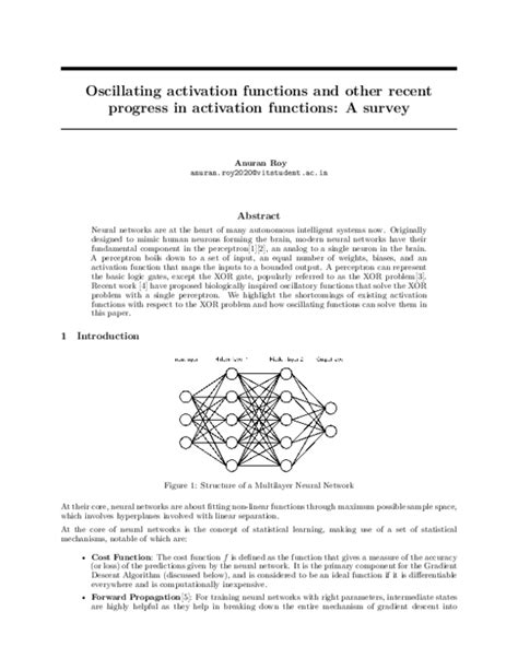 Pdf Oscillating Activation Functions And Other Recent Progress In