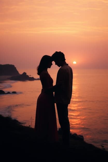 Free Photo Portrait Of Affectionate Couple On The Beach At Sunset