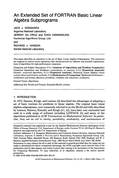 Pdf Corrigenda An Extended Set Of Fortran Basic Linear Algebra