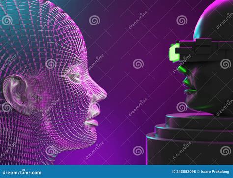 Metaverse Vr World Simulation Gaming Cyberpunk Style Digital Robot Ai