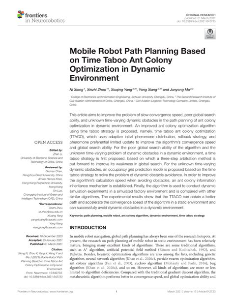 Pdf Mobile Robot Path Planning Based On Time Taboo Ant Colony