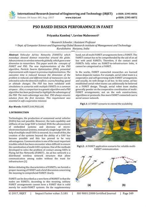 Pso Based Design Perforamnce In Fanet Pdf
