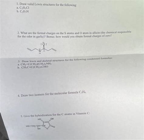 Solved 1 Draw Valid Lewis Structures For The Following A Chegg Com