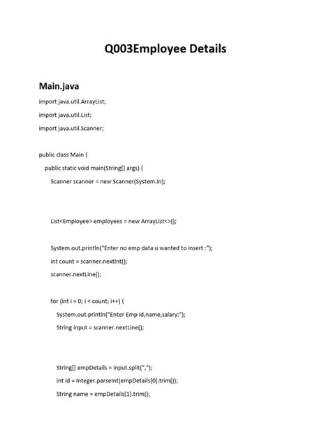 Q003employee Details Program In Java Pdf String Computer Science Computer Programming