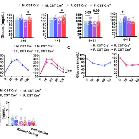 Sex And Age Specific Increase Of Blood Glucose Levels In Cst Cko Mice