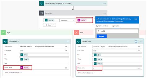 Sharepoint Online When Date Column Has Date In It Or Is True Update