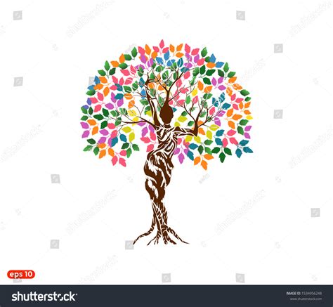 Vibrant Woman Tree Logo Vector Isolated Stock Vector Royalty Free Shutterstock