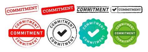 Commitment Rectangle And Circle Stamp Seal Badge Sign For Commit Responsibility Stock