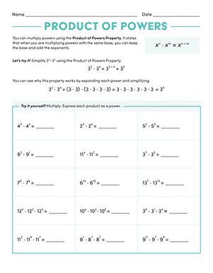 Product Of Powers Worksheet Education Com Worksheets Library