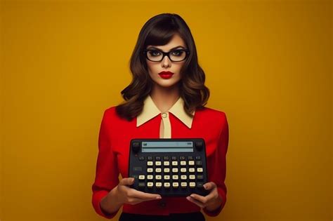 Premium Photo Retrodeterminedwomancalculator