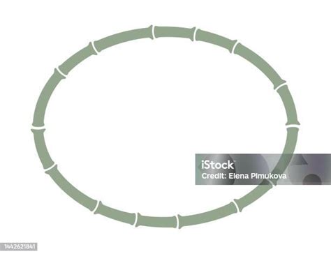 녹색 대나무 트렁크 타원형 프레임 자연 타원 텍스트 상자입니다 대나무 가지 경계 빈 프레임 템플릿입니다 흰색 배경에 플랫 스타일로 격리된 벡터 일러스트 레이 션 공란에 대한