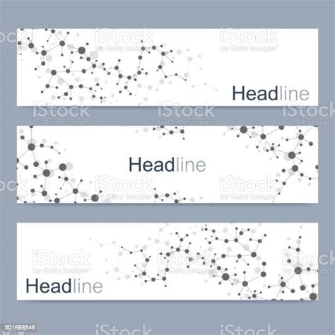 현대 벡터 배너의 과학적 설정 합니다 연결된 라인 및 점 Dna 분자 구조입니다 과학 벡터 배경입니다 의료 Tecnology 화학 디자인 Dna에 대한 스톡 벡터 아트 및