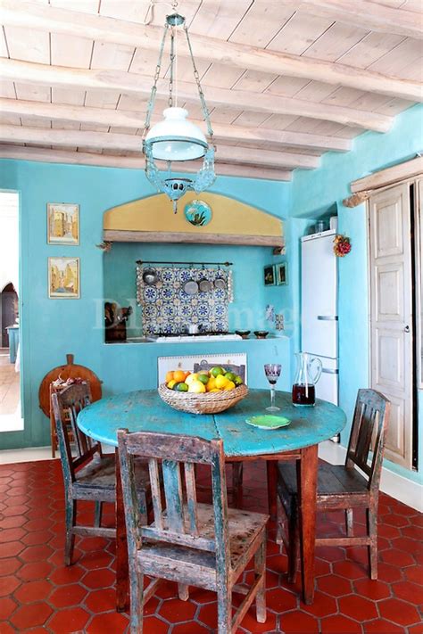 Traditional Light Blue Kitchen In House Of Fiore Arduino Mykonos Greece