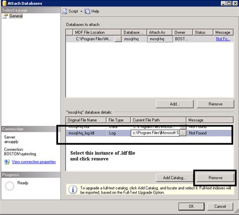 Standard Single User Installation Attach The Microsoft Sql Database