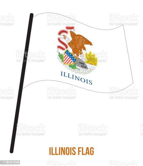 일리노이 흰색 바탕에 흔들며 벡터 일러스트 레이 션 플래그 아메리카 합중국의 국기입니다 7월에 대한 스톡 벡터 아트 및 기타 이미지 Istock