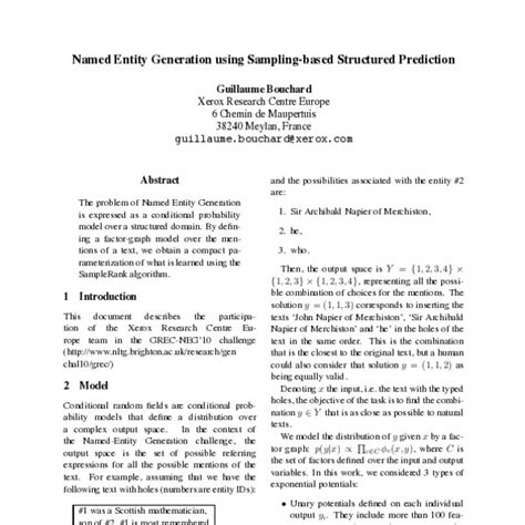 Named Entity Generation Using Sampling Based Structured Prediction Acl Anthology