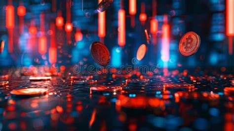 Abstract Digital Background With Glowing Red And Blue Lights Featuring