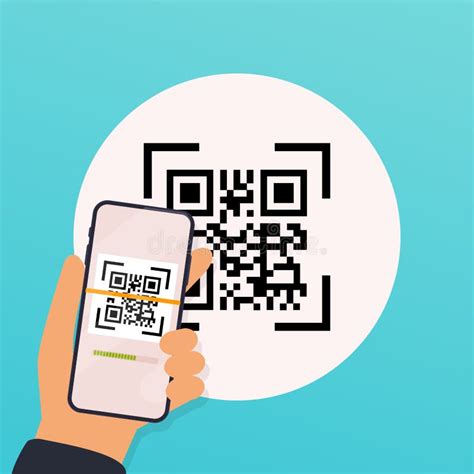 Scan QR Code To Mobile Phone Electronic Digital Technology Barcode Stock Vector