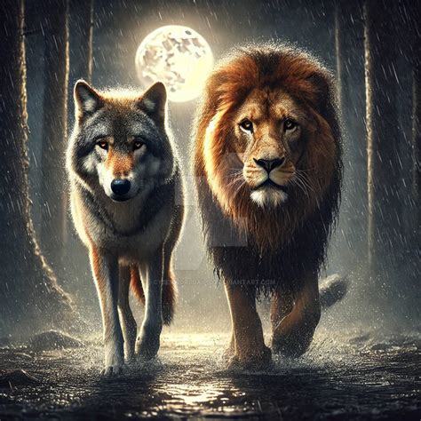 Wolf And Lion By Cyberworldaipics On Deviantart